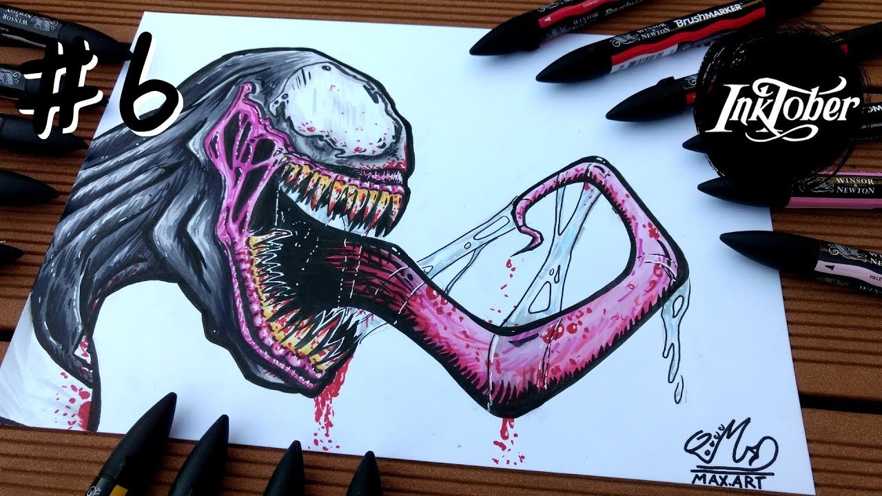 JE DESSINE VENOM ! FanArt INKTOBER CHALLENGE 2018 #6 Baver (Drooling ...