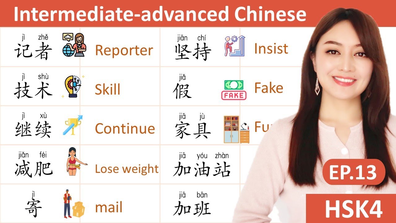 EP.13 Intermediate-advanced Chinese , HSK4 level words and sentences ...