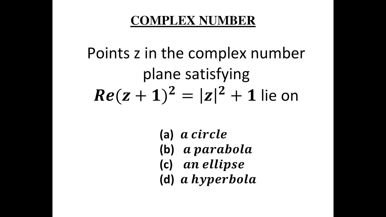 Q21- Points z in the complex number plane satisfying Re〖(z+1)^2]=|z|^2 ...