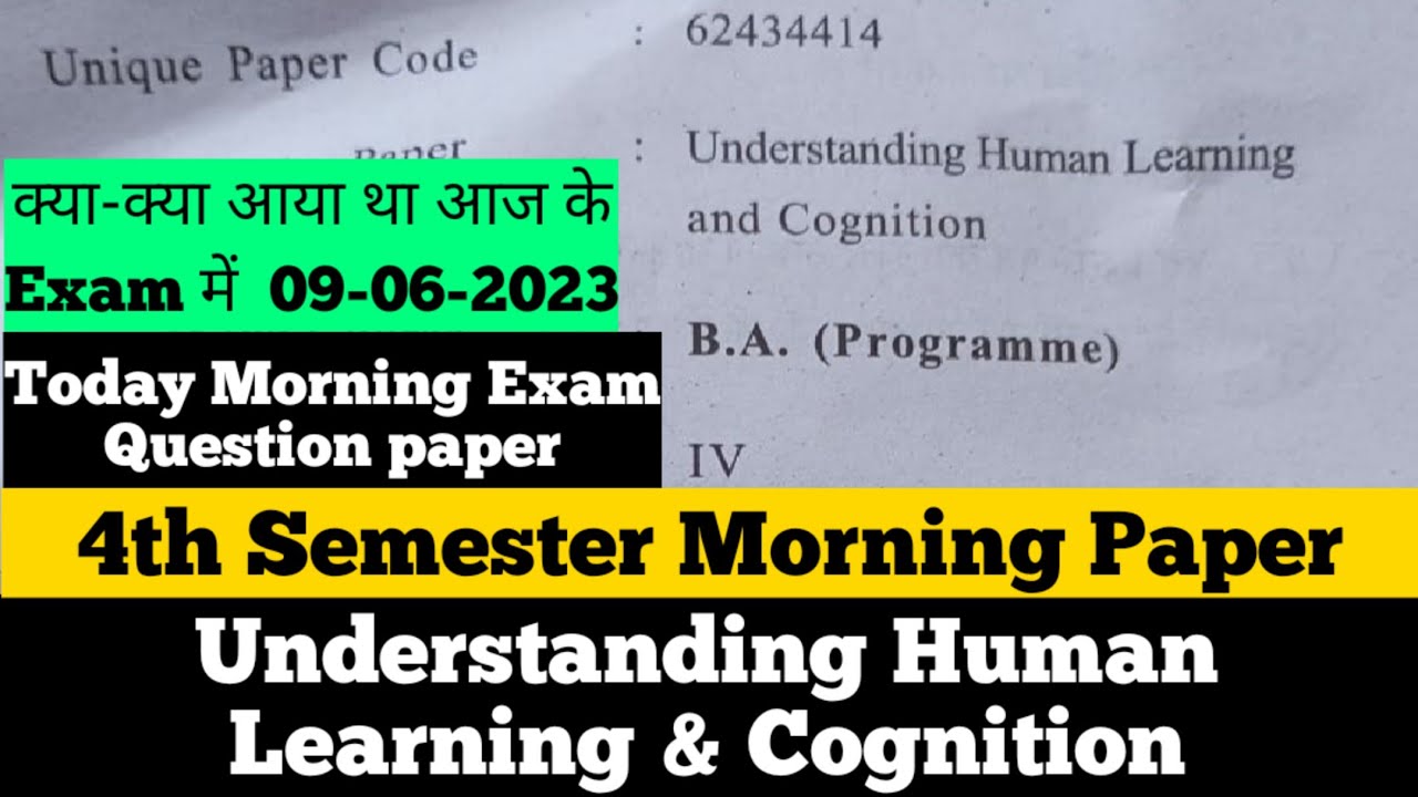 sol du B.A Programme Education Question paper Morning Shift 09-06-2023 ...