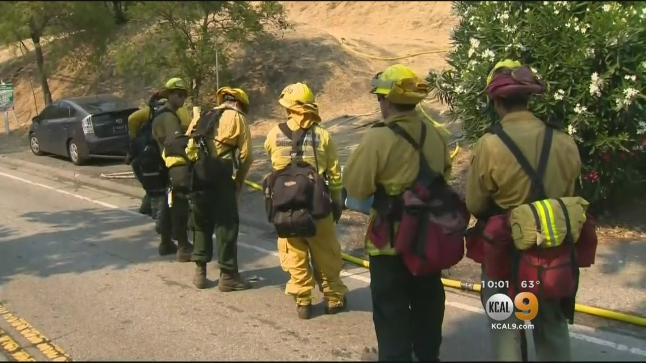 Crews To Be On Scene Overnight Monitoring Mandeville Canyon Fire - YouTube