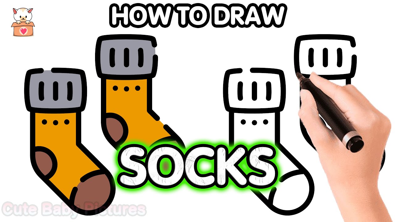 👣 How to draw cute socks? Easily and simply! A drawing for kids step by ...
