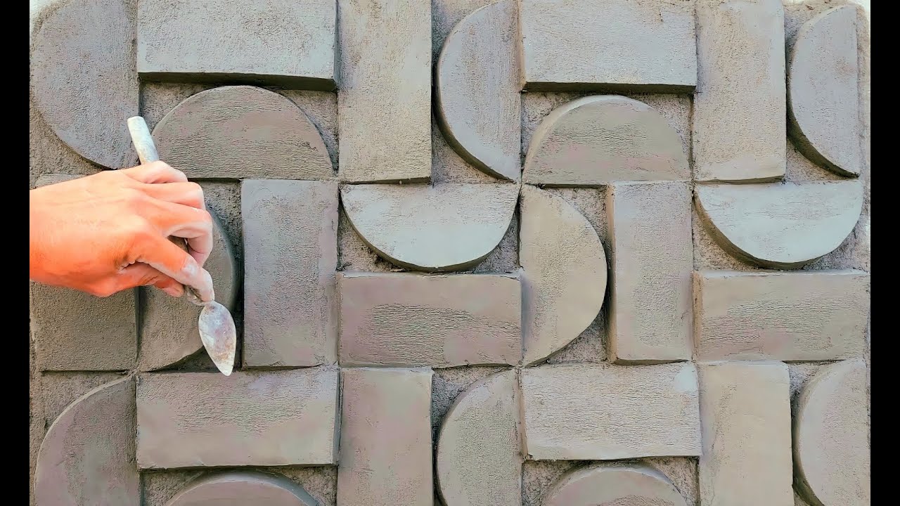 Great idea for modern decorative sand cement floating wall - YouTube