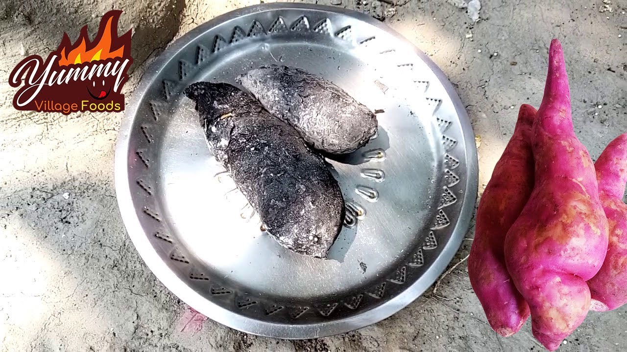 Delicious primitive lal aloo pora| roasted sweet potato makha easy ...
