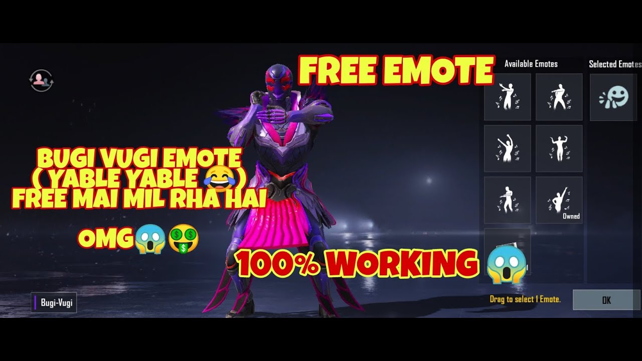 HOW TO GET FREE BUGI VUGI EMOTE IN PUBG MOBILE | HOW TO GET YABLE YABLE ...