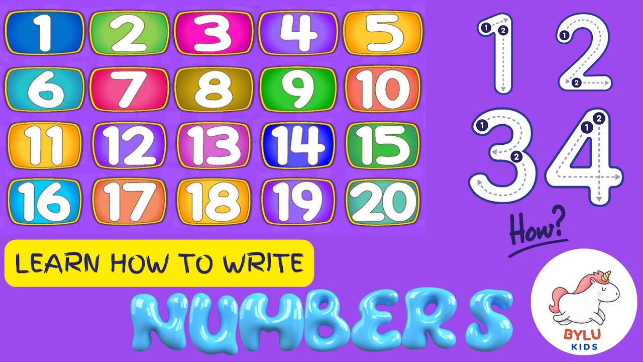 How to write Numbers from 1 to 20| Nursery Learning - YouTube