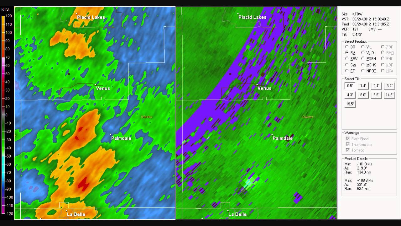 Doppler Radar - Venus Florida Tornado - June 24 2012 - YouTube