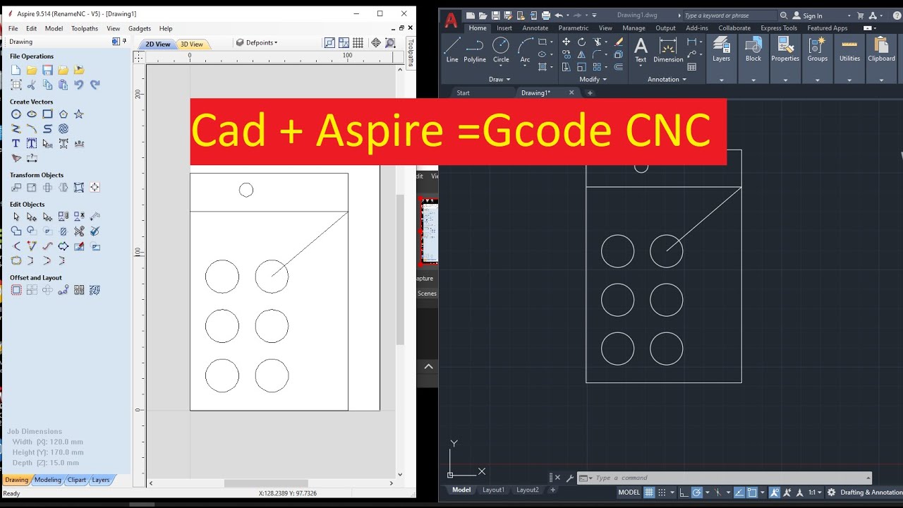 Tạo file cnc từ AutoCad kết hợp Aspire 9.5 - YouTube