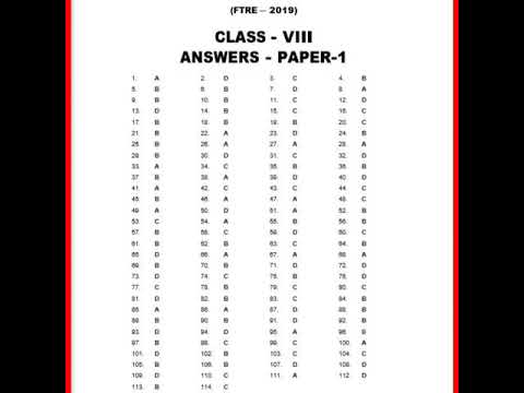 FTRE | CLASS 8 | ANSWER KEY | PAPER 1 & 2 - YouTube