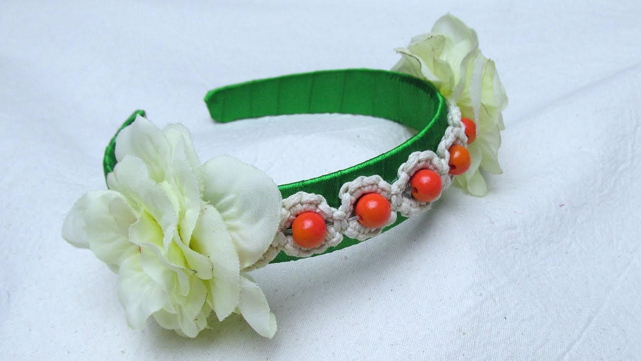 How to decorate a headband with macrame and flowers - #124 - YouTube
