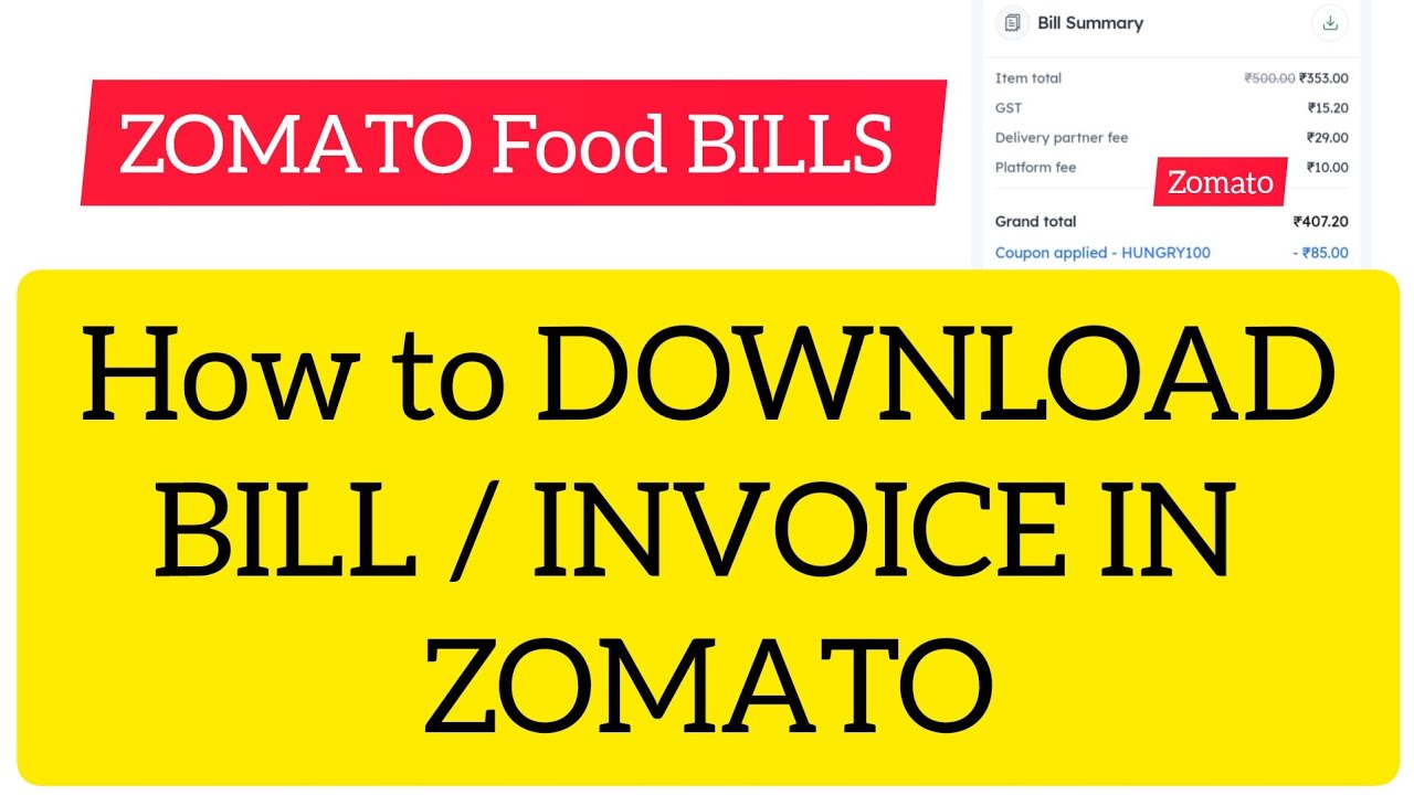 How to download Zomato food bill | Zomato order receipt download kaise ...