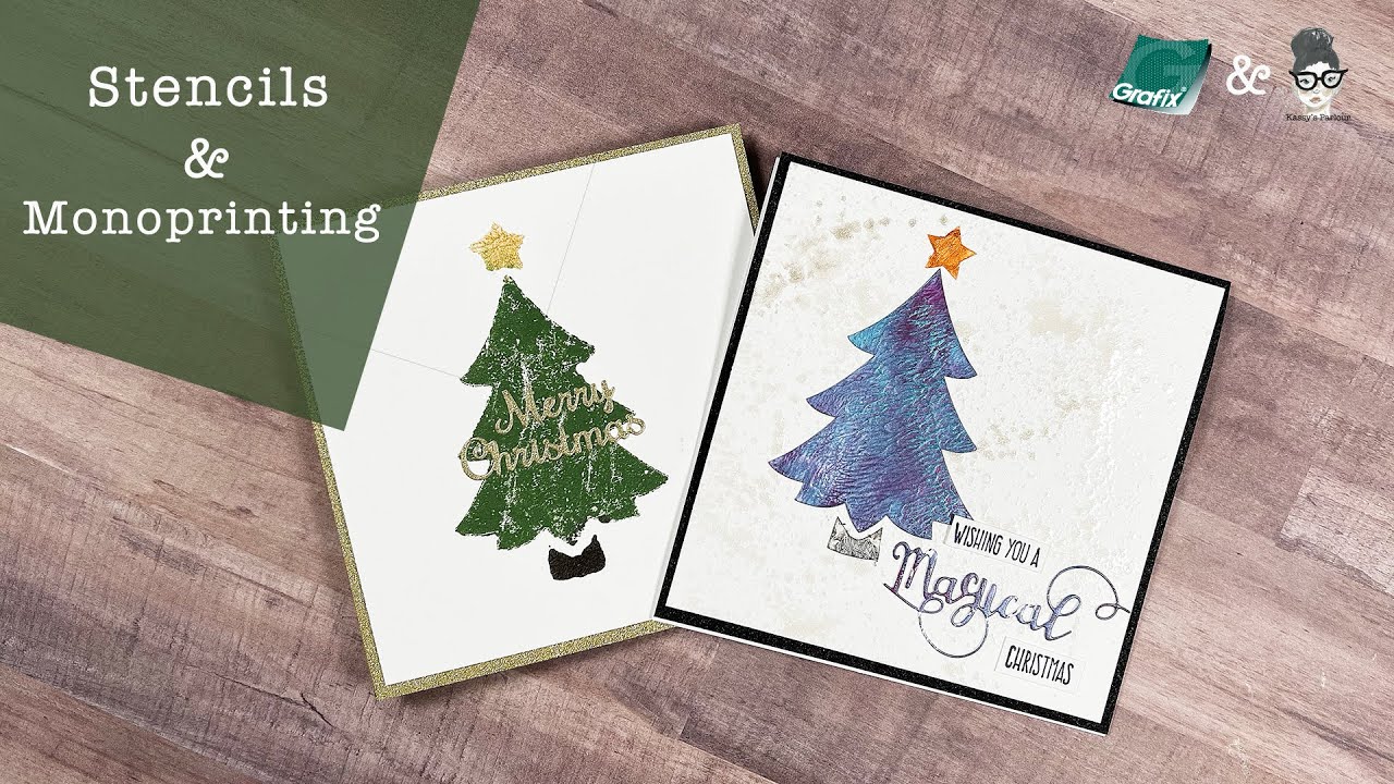 Stencil & Monoprinting Christmas Cards - YouTube