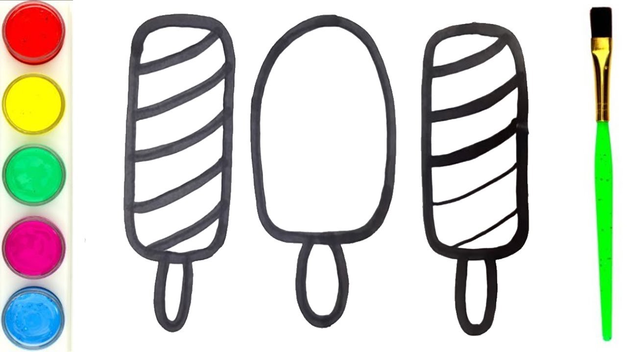 Learning to drawing | Ice cream drawing | Cara menggambar | Mewarnai es ...