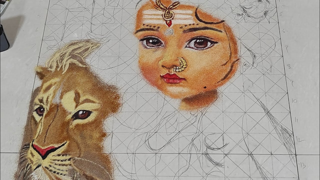 Timelapse of Mata Rani ki Rangoli part-2 #dusherra #navratri2024 #durga ...