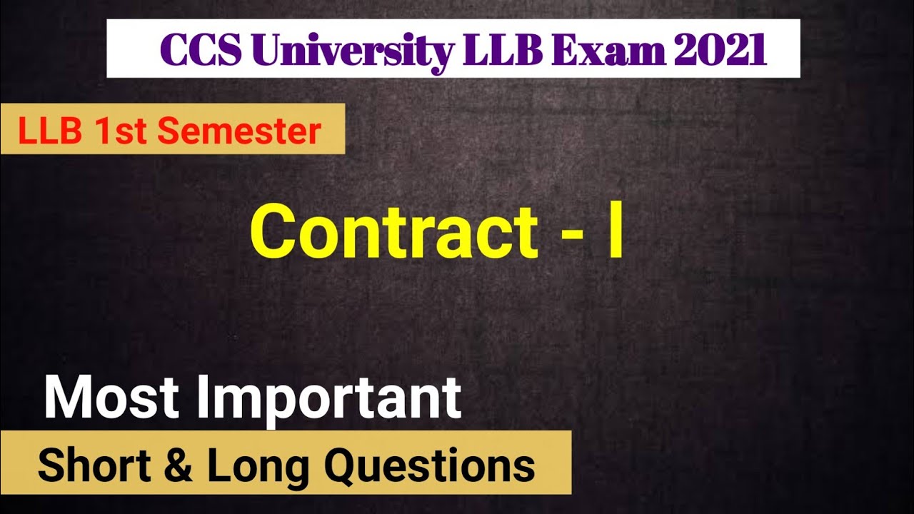 Law of Contract important questions with answers | LLB 1st Semester ...