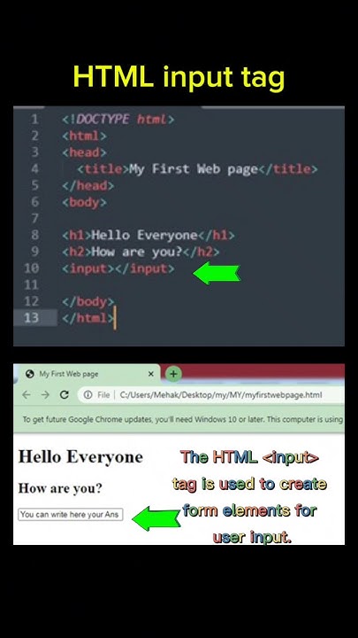HTML input tag uses and guide #part1 #ai #facts #html #coding #shorts #programming - YouTube