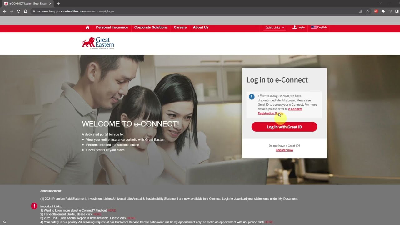 How to make Online Payment via Great Eastern eConnect - YouTube