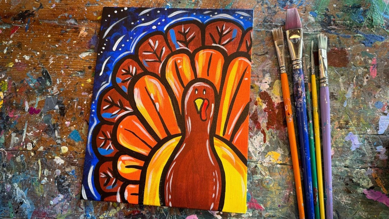 Gobble Gobble | Thanksgiving Art | Acrylic Painting Tutorial | PAINTING ...