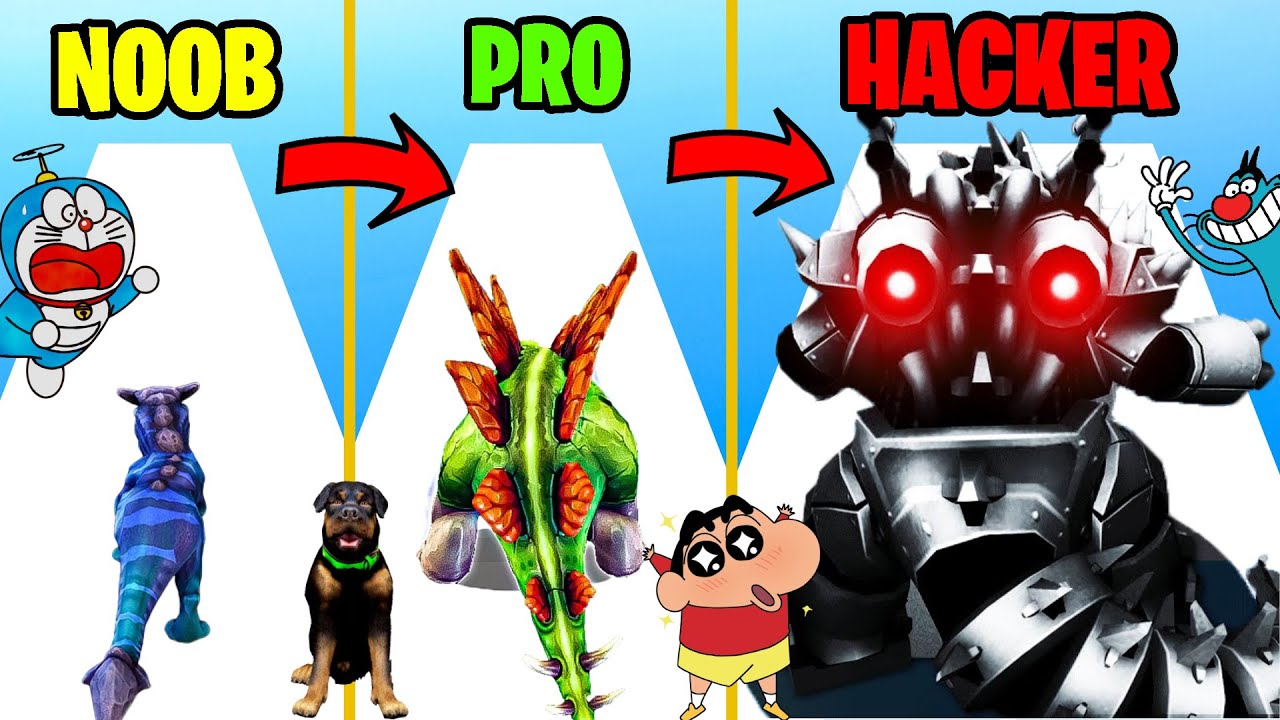 UPGRADING NOOB DINOSAUR into T-REX DRAGON HACKER in MONSTER CATCH RUN ...