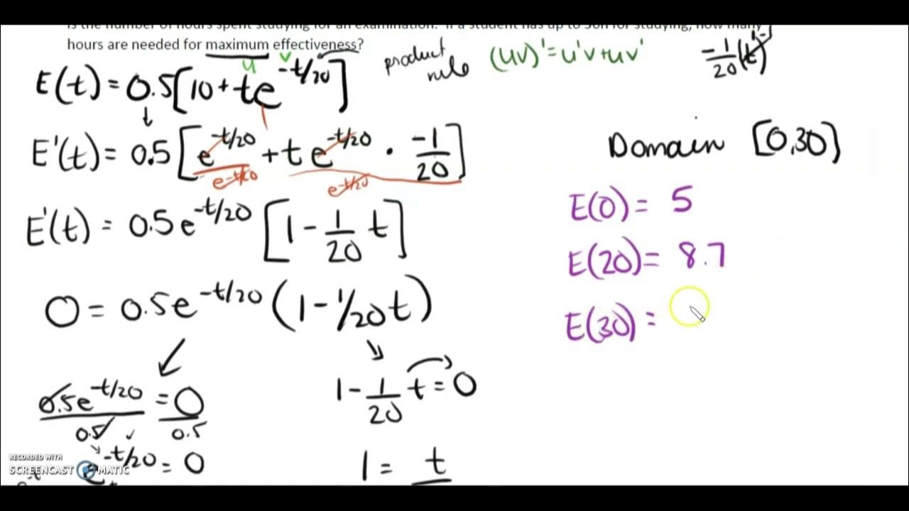 MCV4U 5.3 Optimization Problems Involving Exponential Functions - YouTube