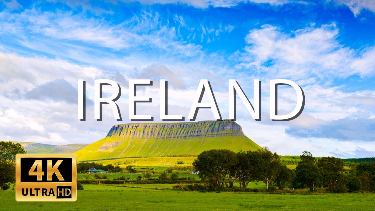 FLYING OVER IRELAND (4K UHD) - Relaxing Music Along With Beautiful ...