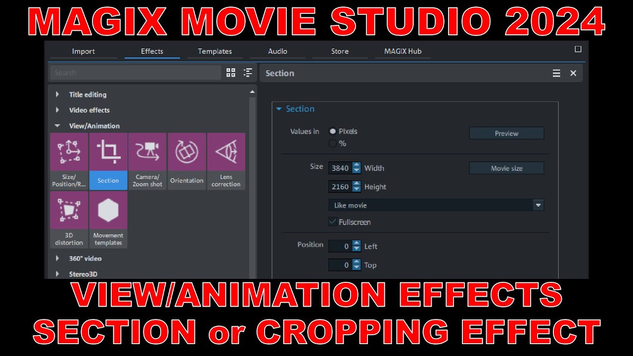 Tutorial 080 Section Effect for Cropping in Magix Movie Studio and Video Pro X - YouTube