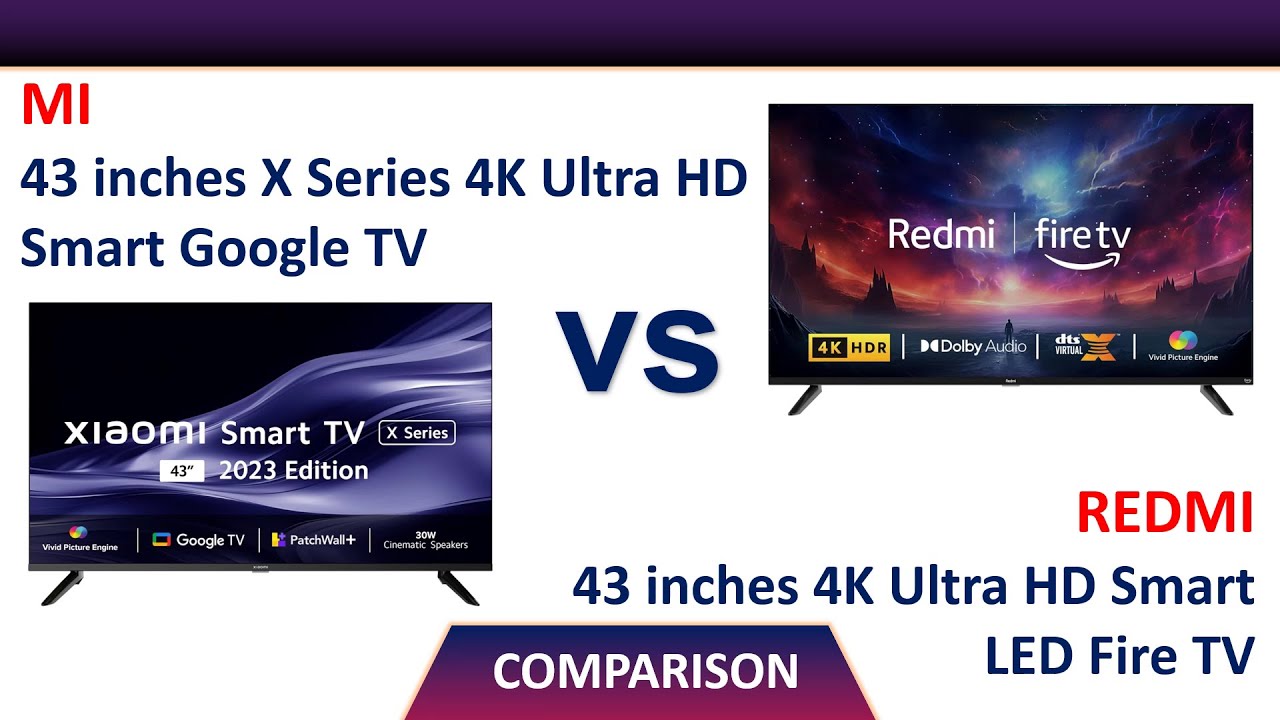 MI 43 inches X Series 4K Ultra HD Smart Google TV Vs Redmi 43 inches 4K ...
