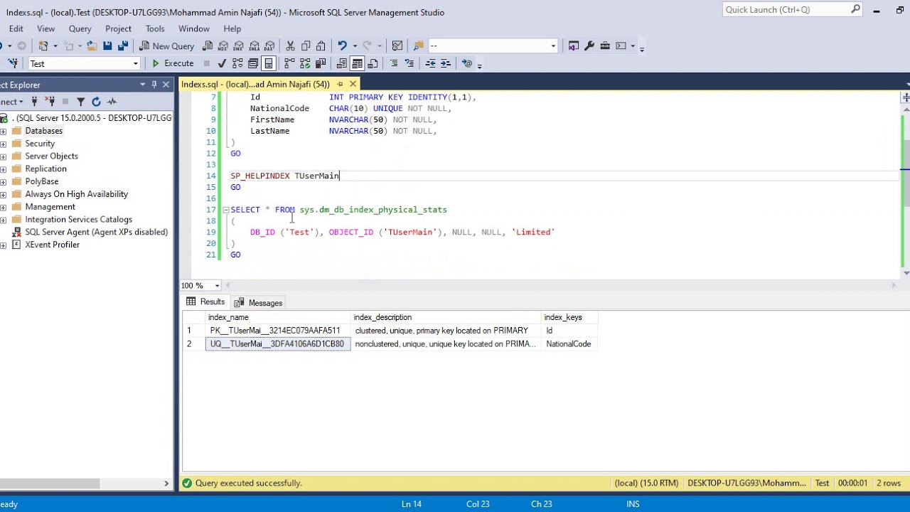 Index در Sql Server چیست - YouTube