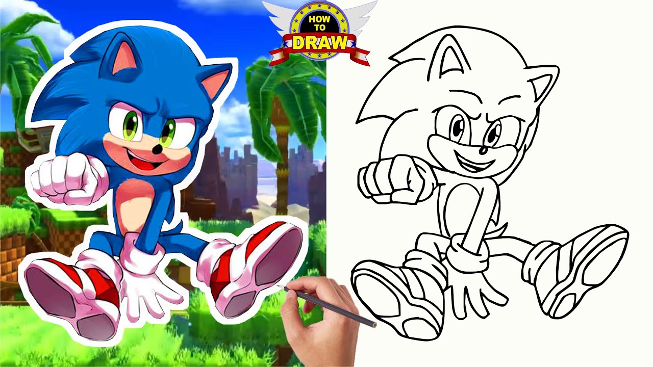 How to draw SONIC THE HEDGEHOG movie | Sonic hey bro (2021) - YouTube