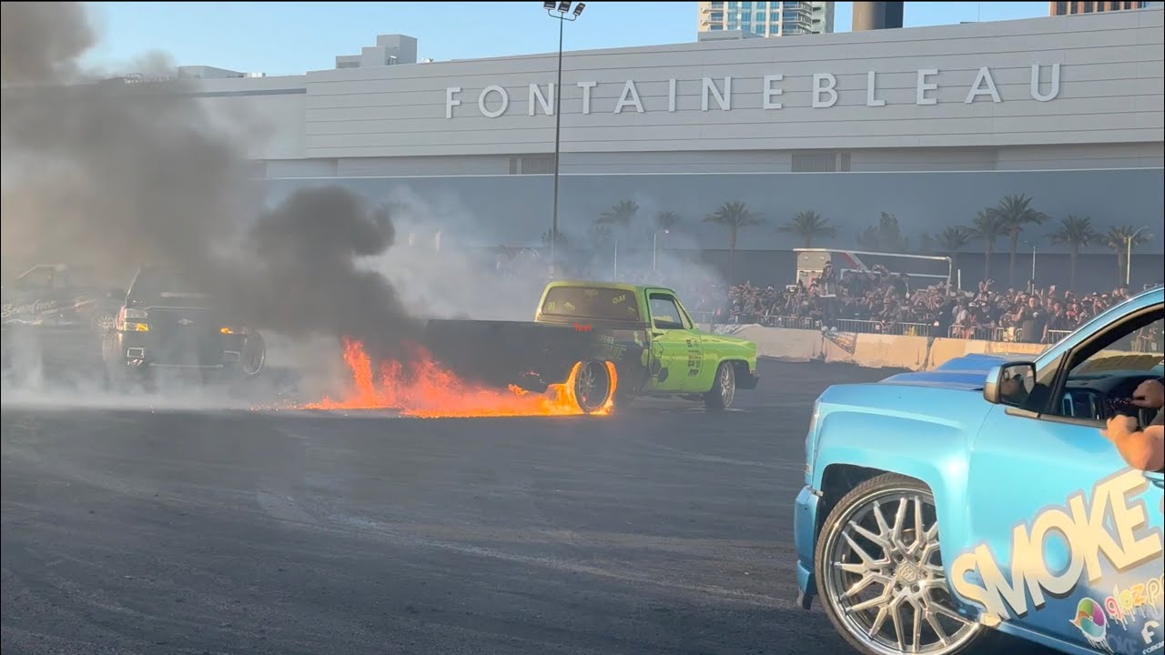 FIVE TRUCKS of FURY rage on the Burnout Masters HORSEPOWER RODEO pad at ...