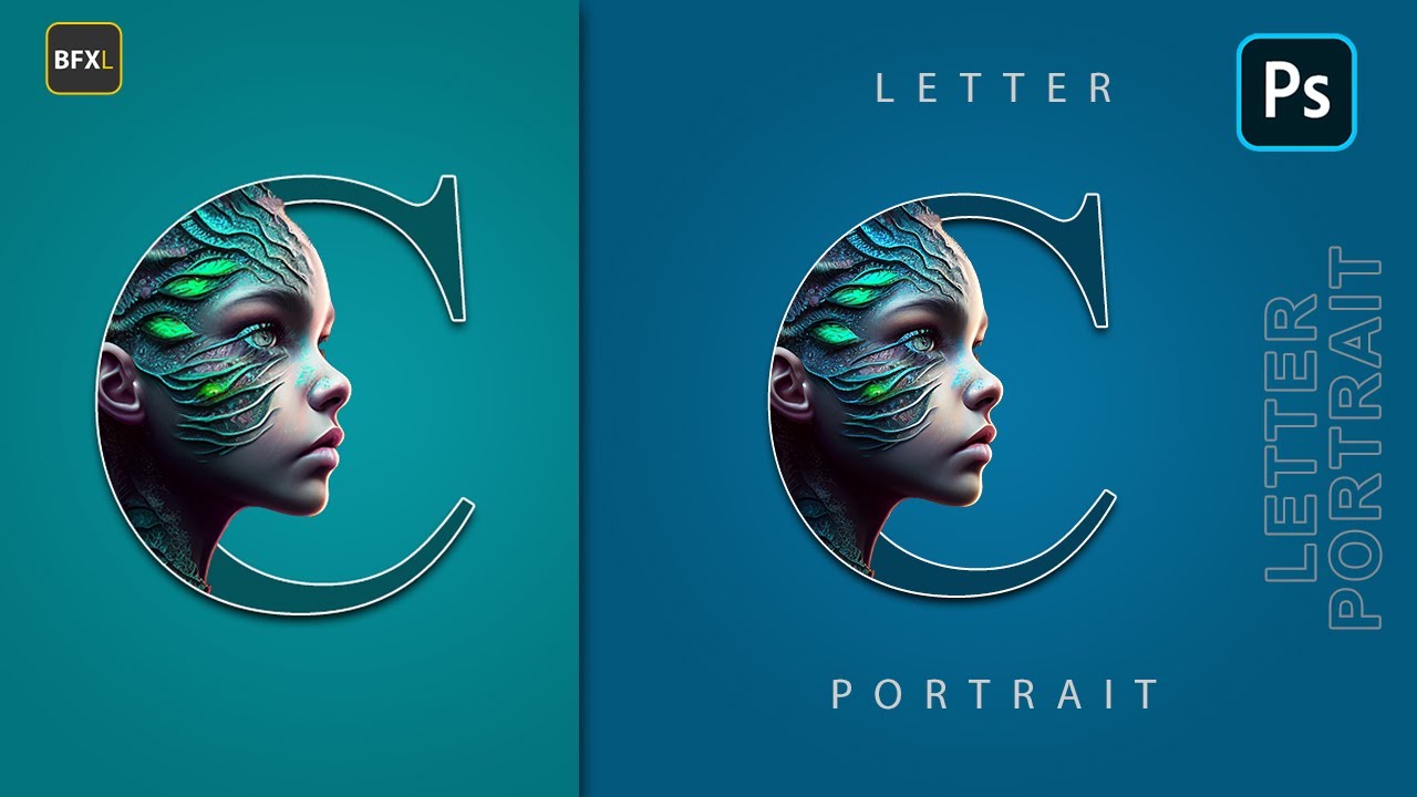 Portrait Design in Photoshop | Letter C Tutorial | Tutorial for ...
