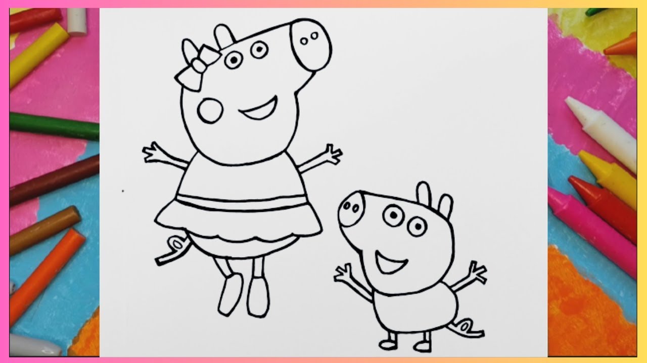 Cómo Dibujar ️ a PEPPA PIG🐷 y a GEORGE🐷 ( FÁCIL)Dibujos para colorear ...