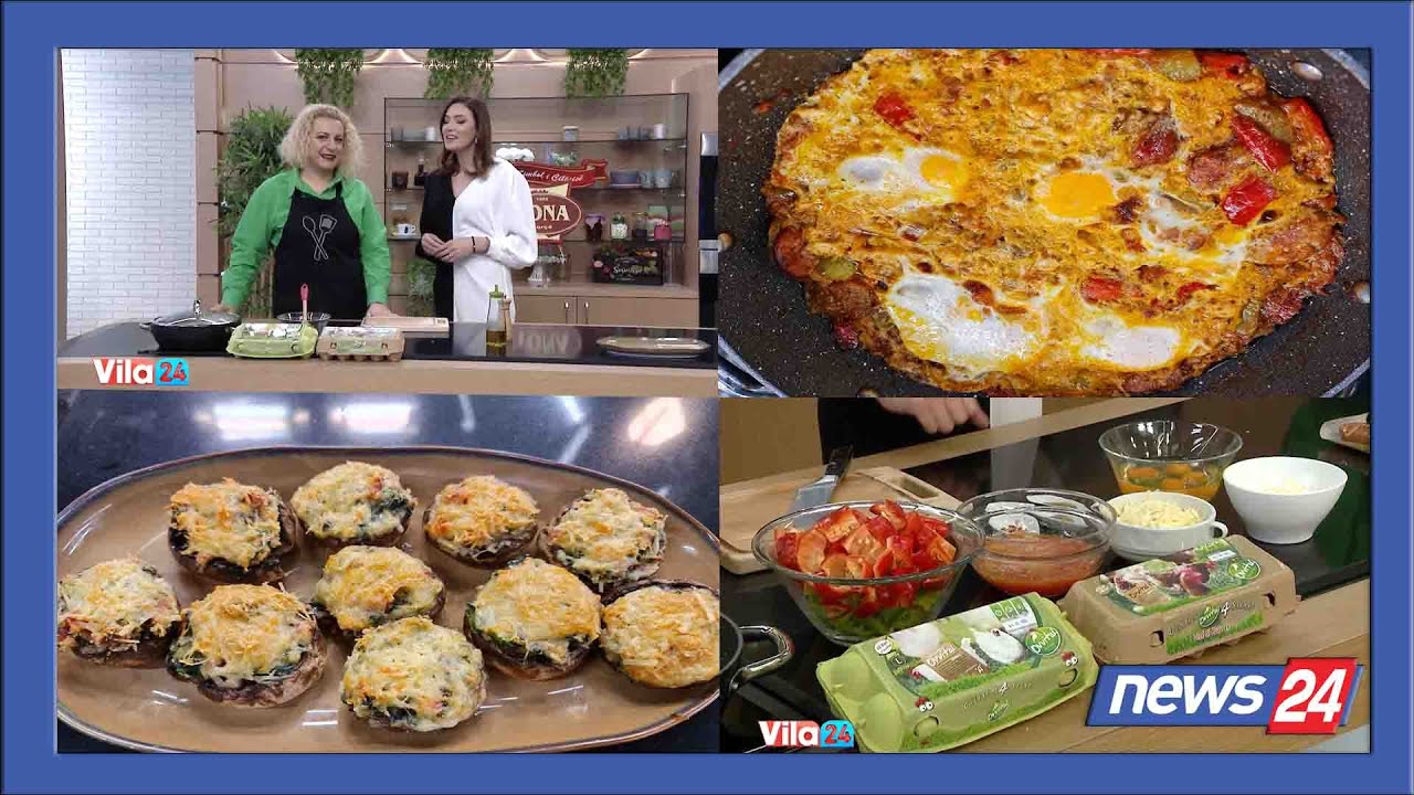 Tavë me speca dhe llukanik për të lëpirë gishtat/ Kërpudha me mbushjen ...