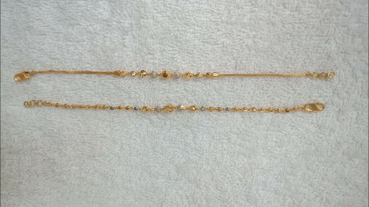 Gold dd balls bracelet designs with weight - YouTube