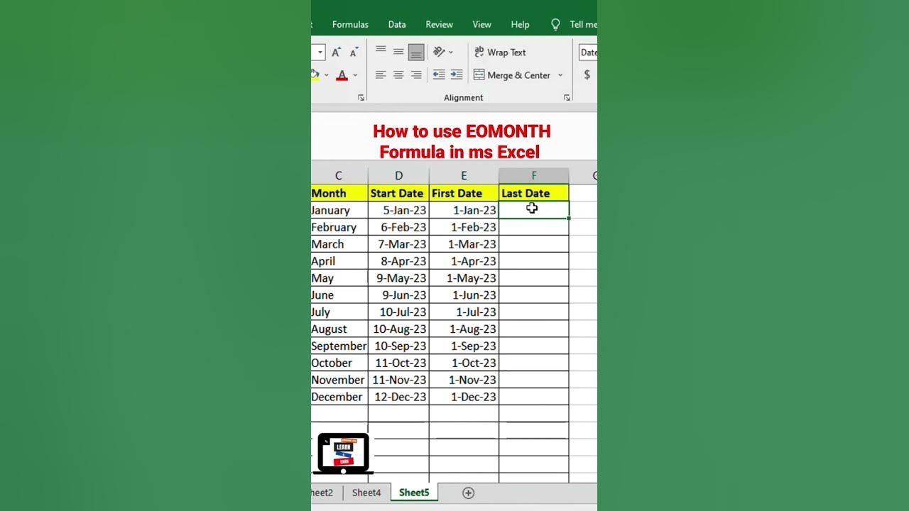 Formula Of Eomonth Excel Shorts Excelformula Youtube