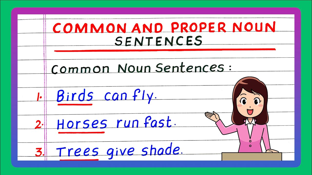 10 Examples of Common Noun and Proper Noun Sentences | Common Noun ...