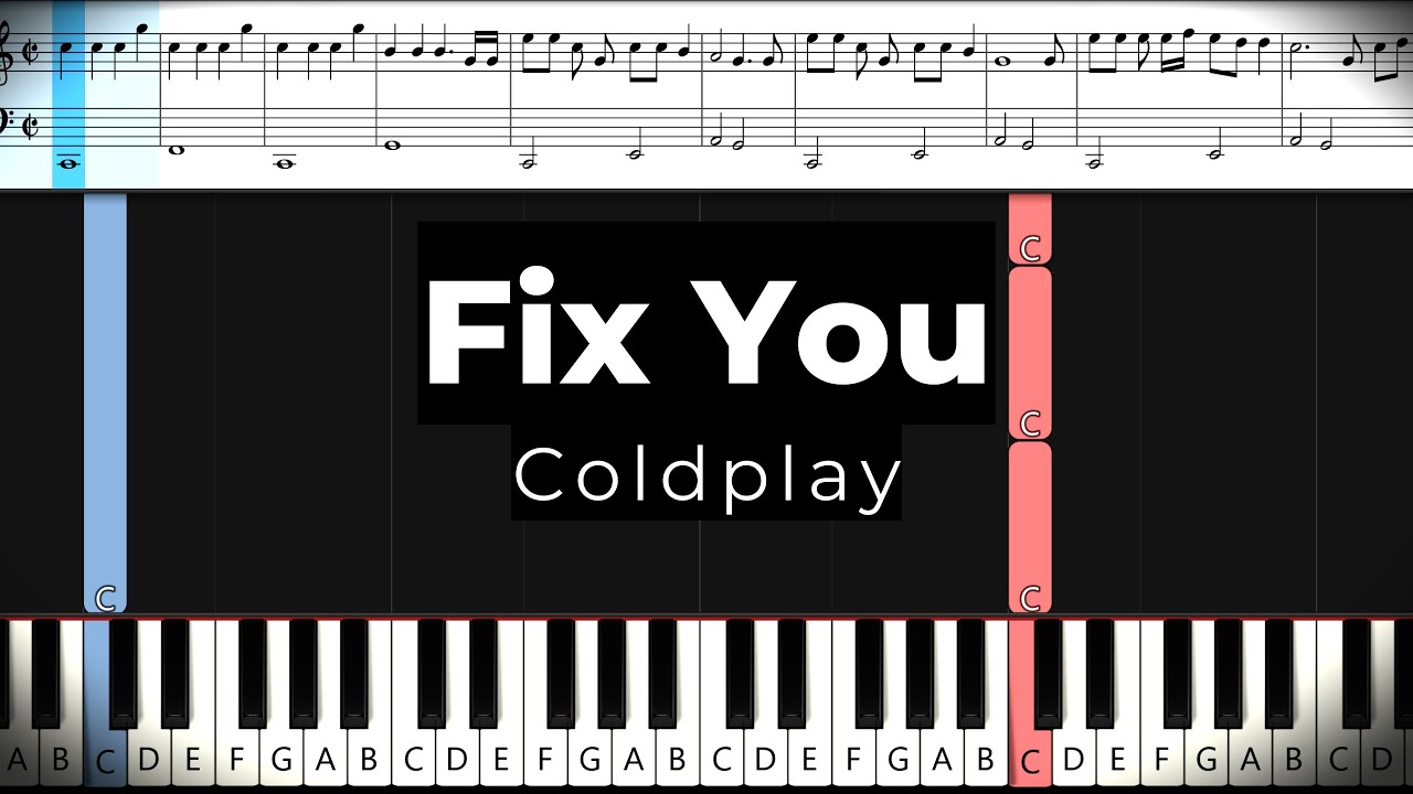 Fix You | Coldplay - very easy Pop Piano Tutorial | SLOW and FAST 🎹 mit ...