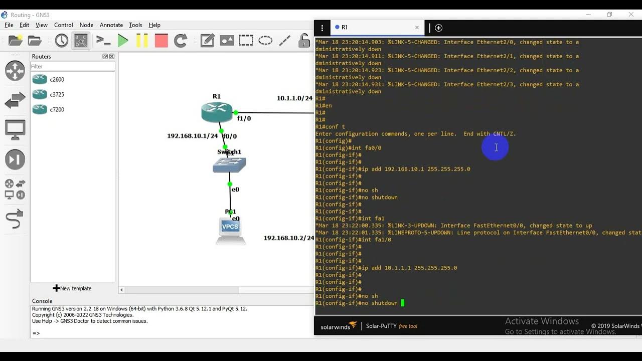 Design and Configure a network with 2 routers and 2 switches in GNS3 ...
