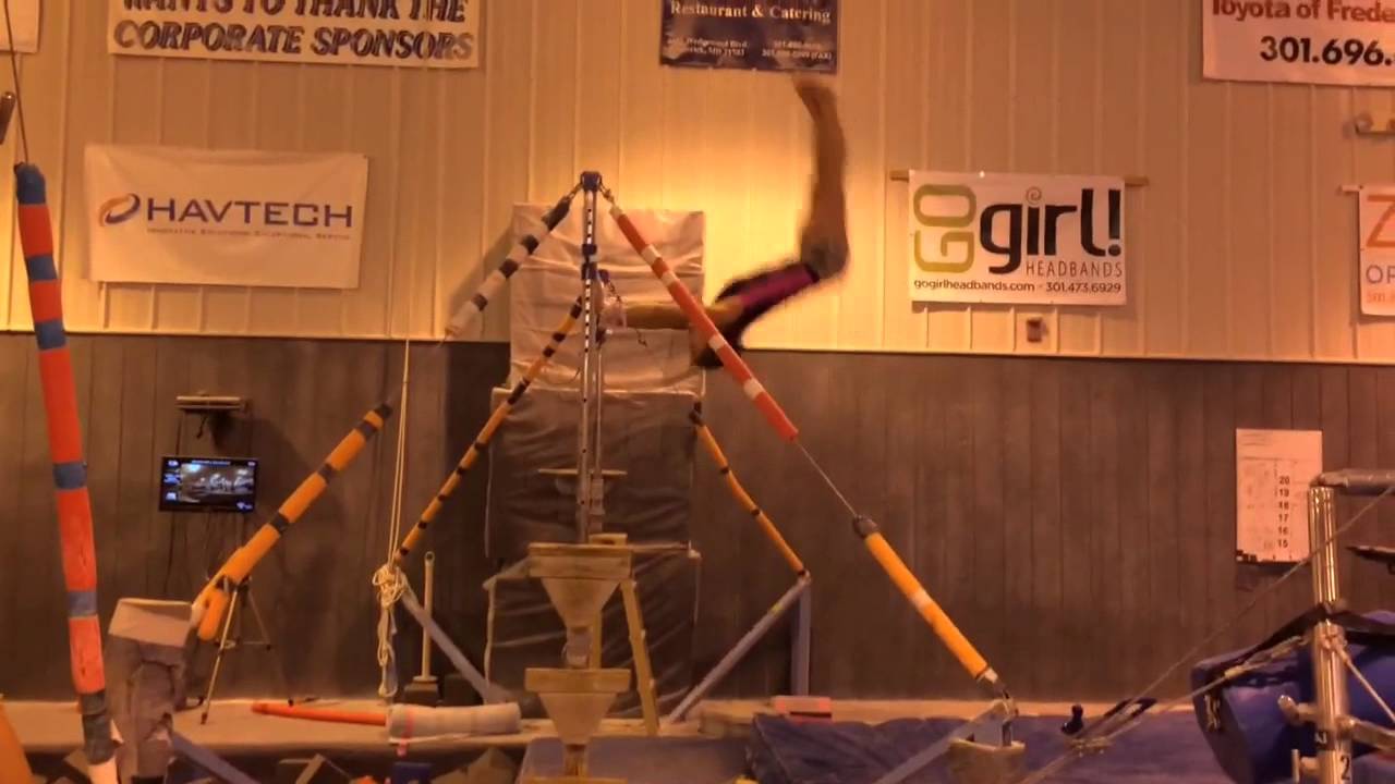 Morgan Bixler- double layout dismount resi bar - YouTube