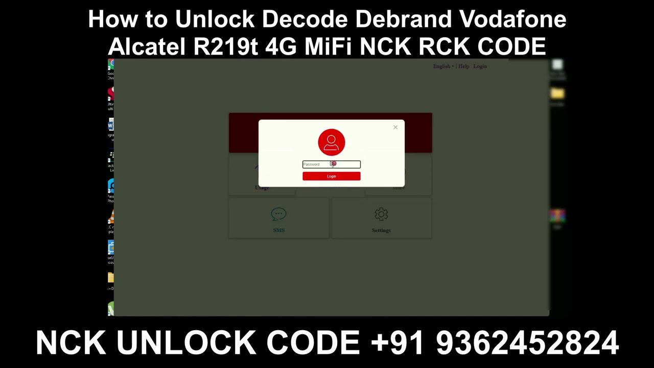 How to Unlock Decode Vodafone Alcatel R219t NCK RCK CODE +91 9362452824 ...