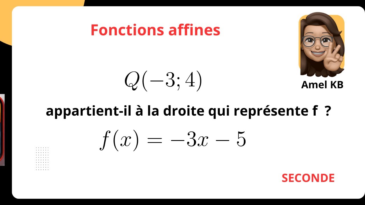 Un point appartient-il à la droite représentative d'une fonction affine ...