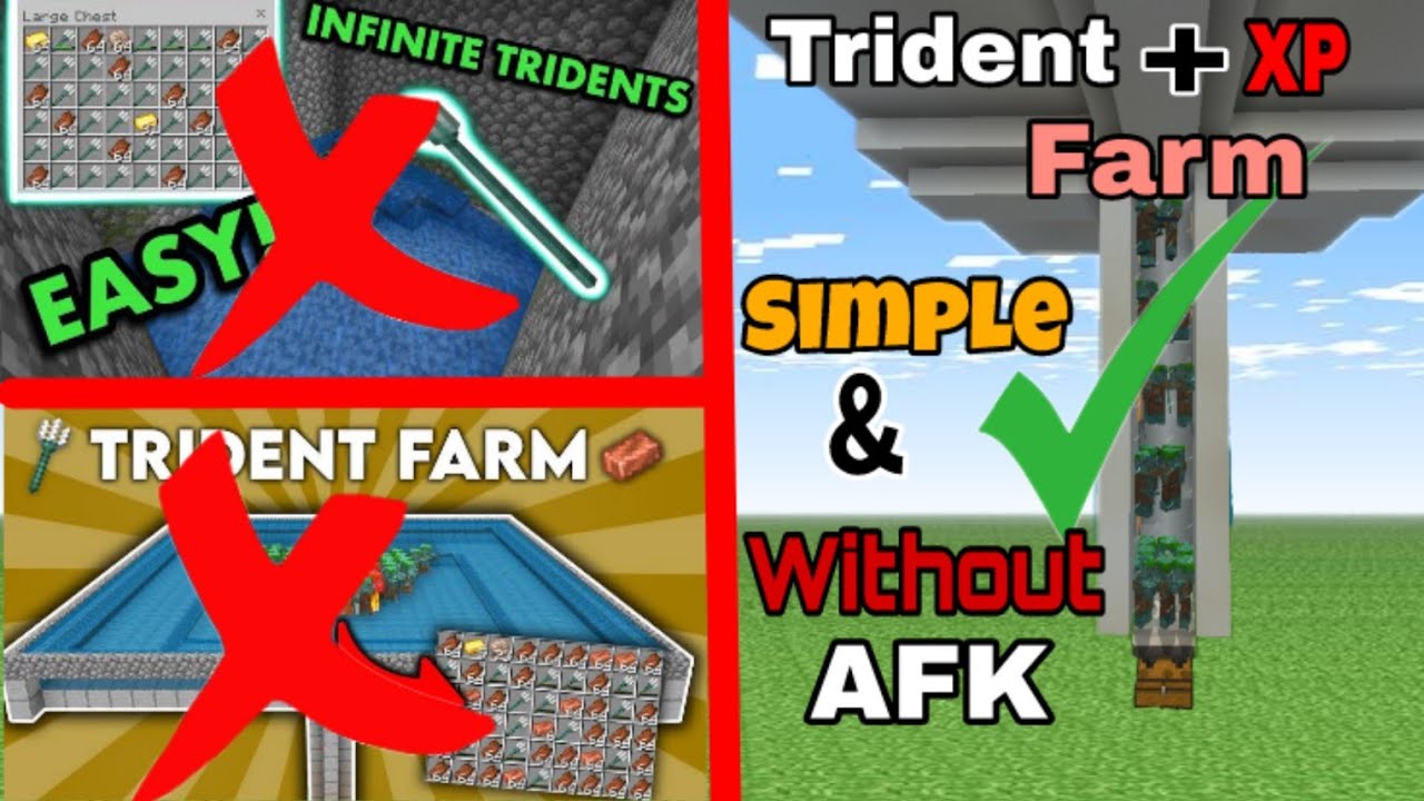 How To Make Simple Trident Farm in Minecraft pe and java 1.19 ...