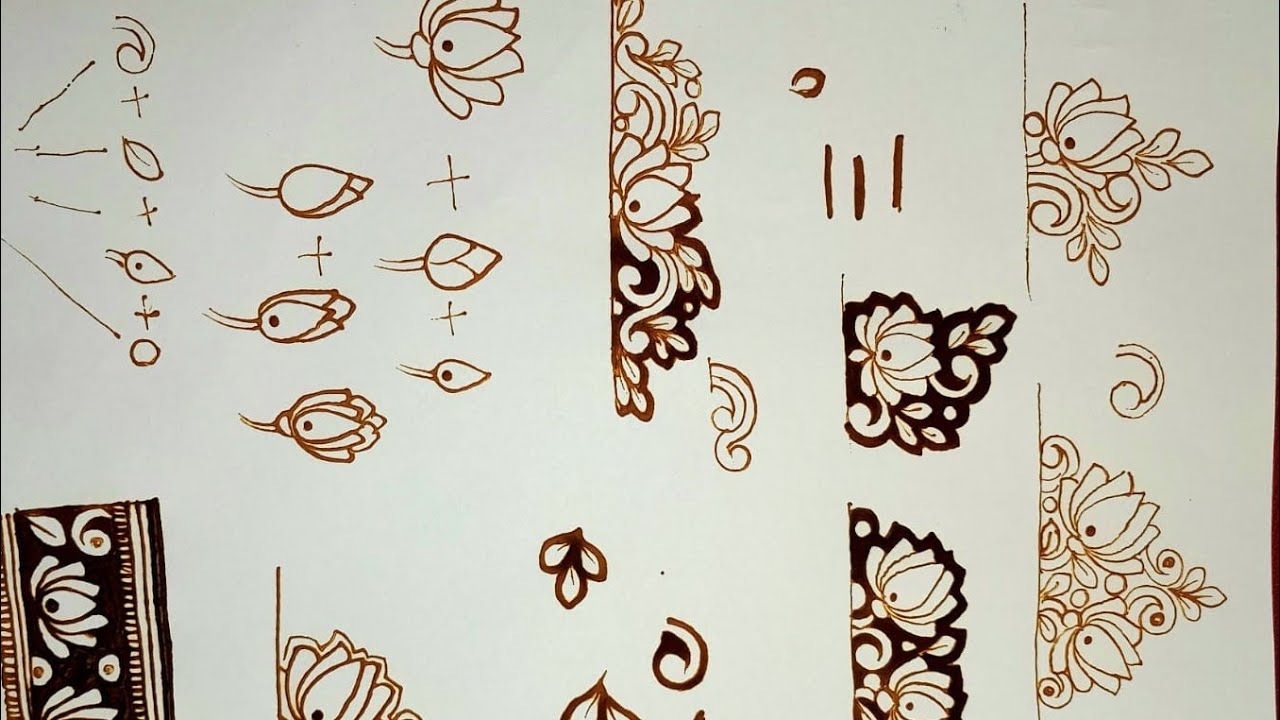 How to draw lotus & bunch henna design - YouTube