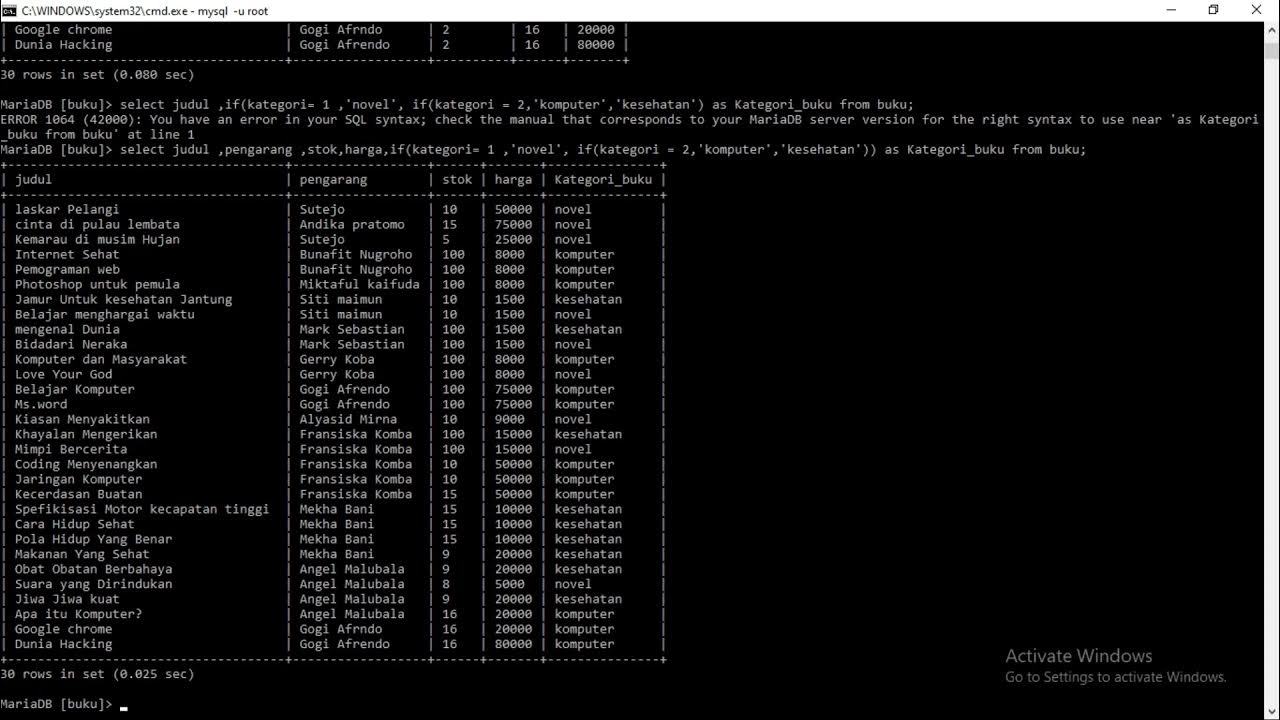 Menggunakan Fungsi If-then-else, avg,sum,dan Fungsi case pada mysql ...