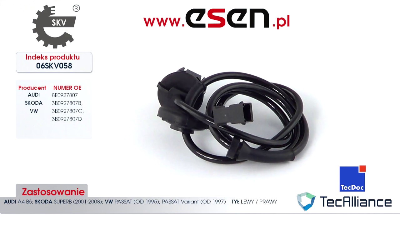 Czujnik ABS AUDI A4 B6 SKODA SUPERB VW PASSAT tył lewy prawy OE ...