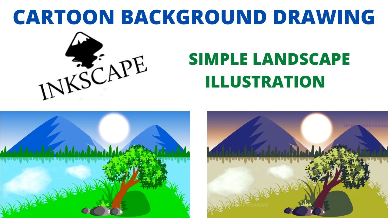 Inkscape Landscape Illustration | Simple Cartoon Background Drawing ...