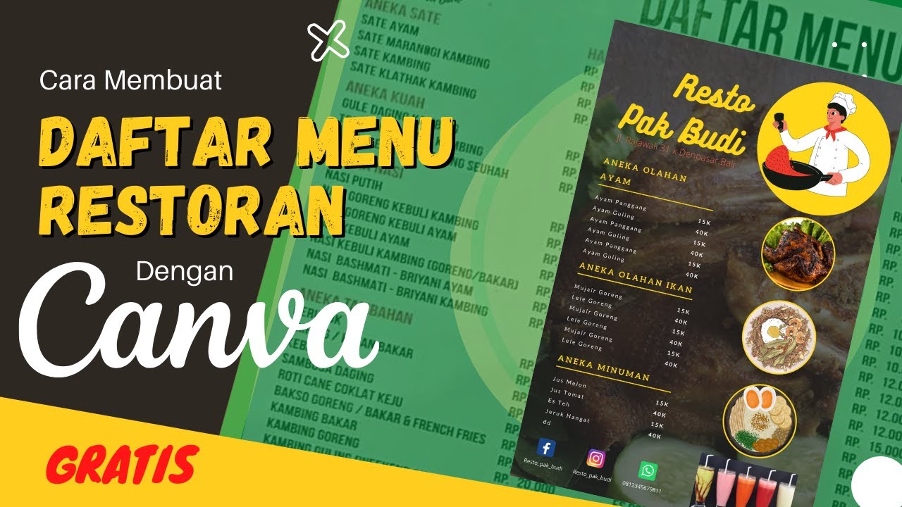 Cara Membuat Daftar Menu Restoran dengan Canva (GRATIS) - YouTube