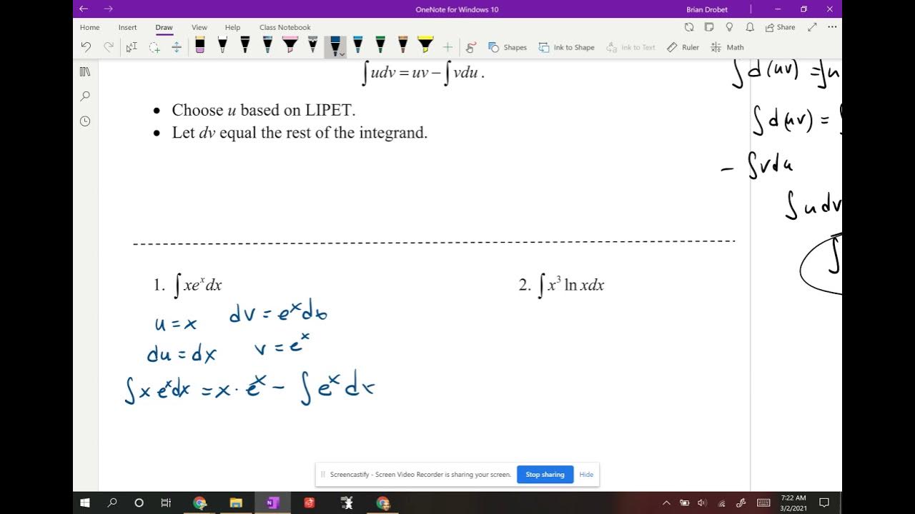AP Calc Integration by Parts part 1 - YouTube