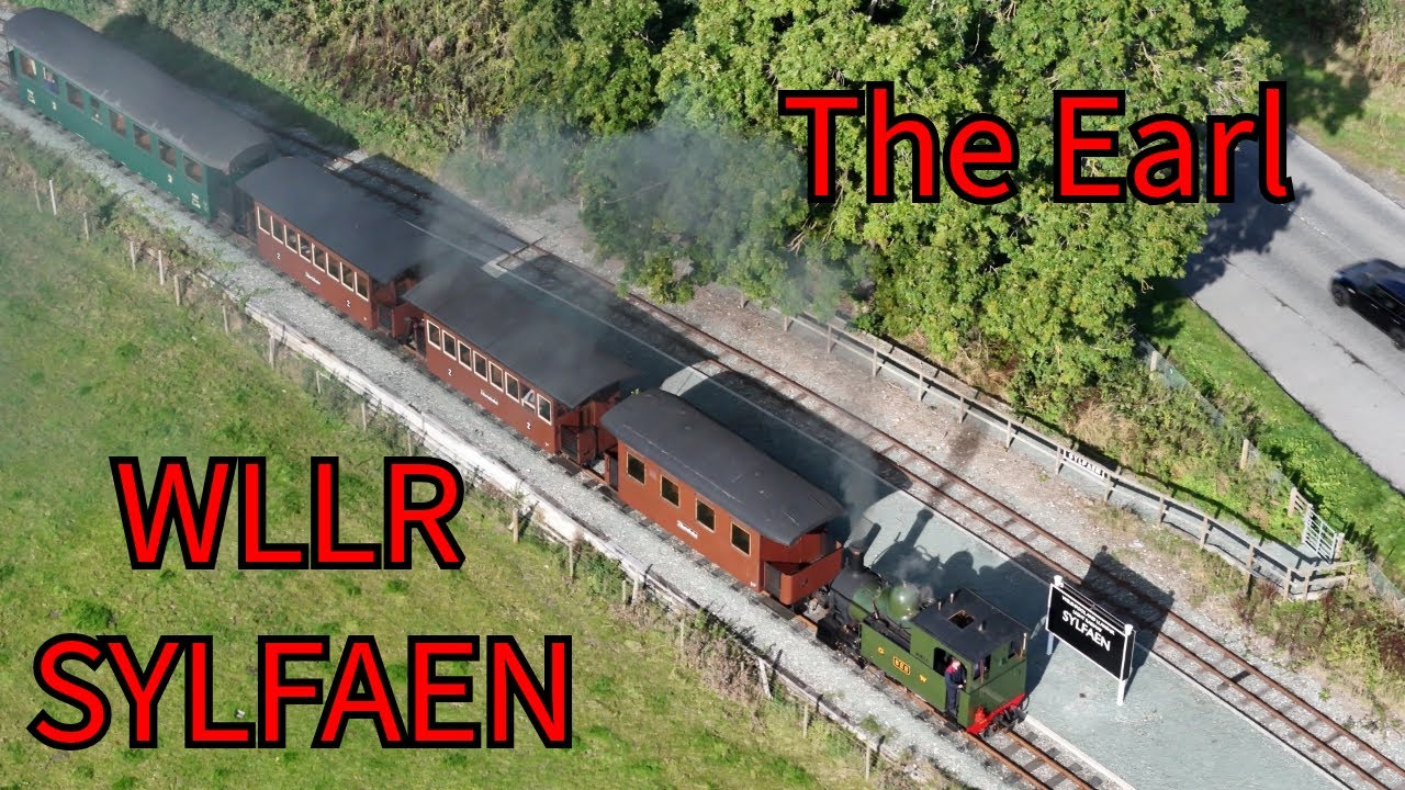 The Earl at Sylfaen Station - Welshpool & Llanfair Railway - Drone ...