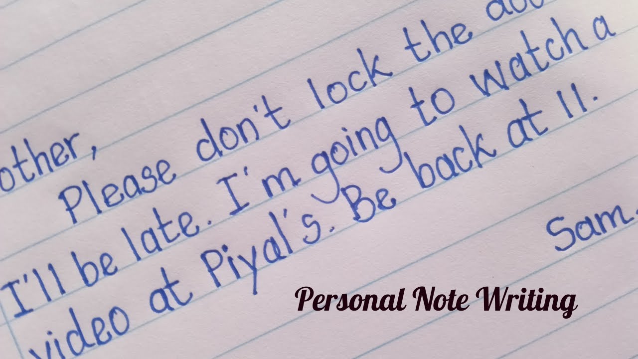 How to write a personal note | Note writing - YouTube